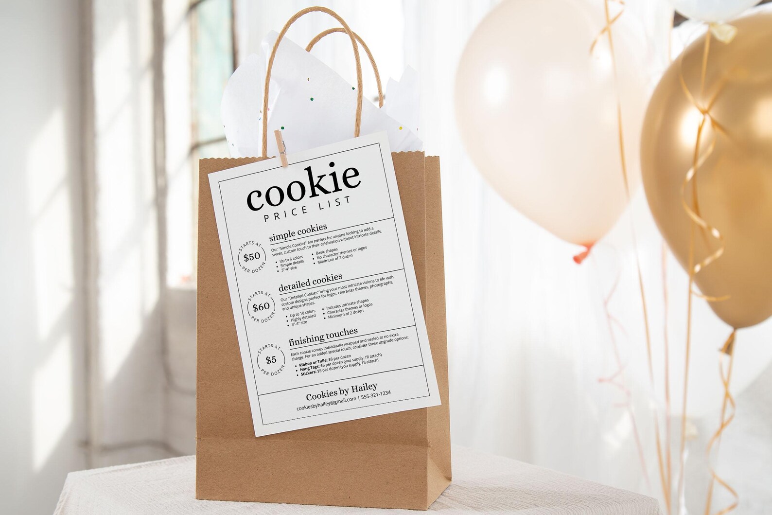 Modern Cookie Price List Template Cookie Business Minimalist, Black ...