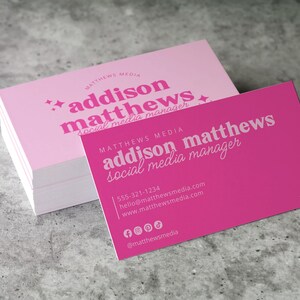 Retro Pink Business Card Template for Small Business Branding & Pink ...