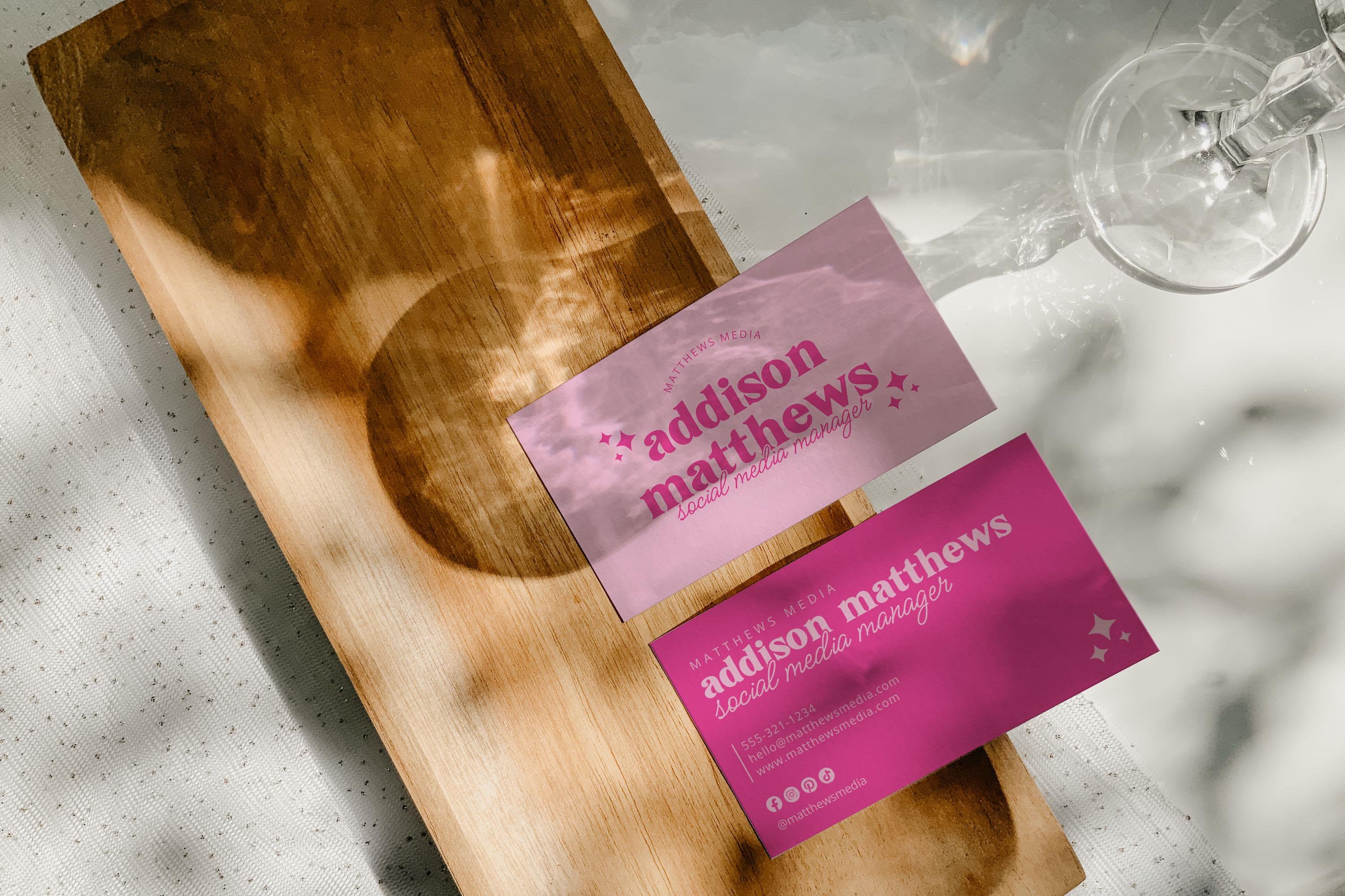 Retro Pink Business Card Template for Small Business Branding & Pink ...