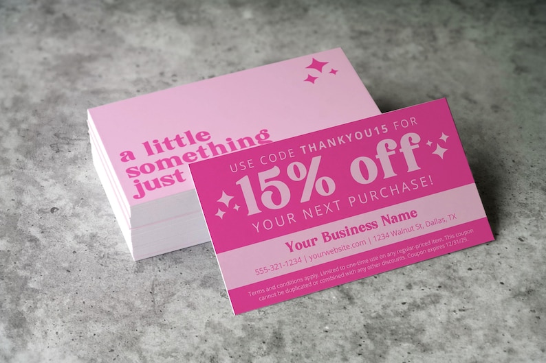 Retro Customer Coupon Card, Client Discount Card for Small Business ...