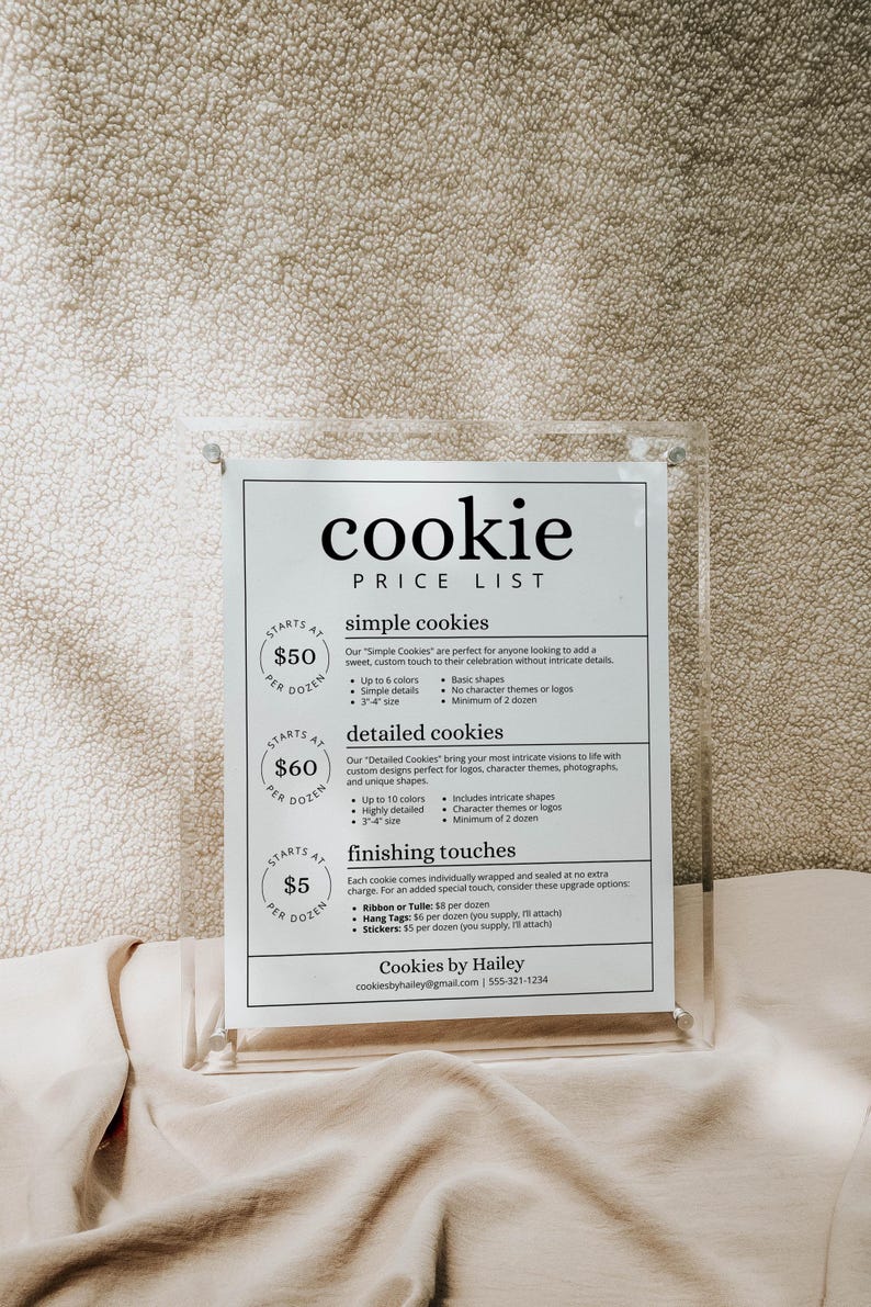 Modern Cookie Price List Template Cookie Business Minimalist, Black ...