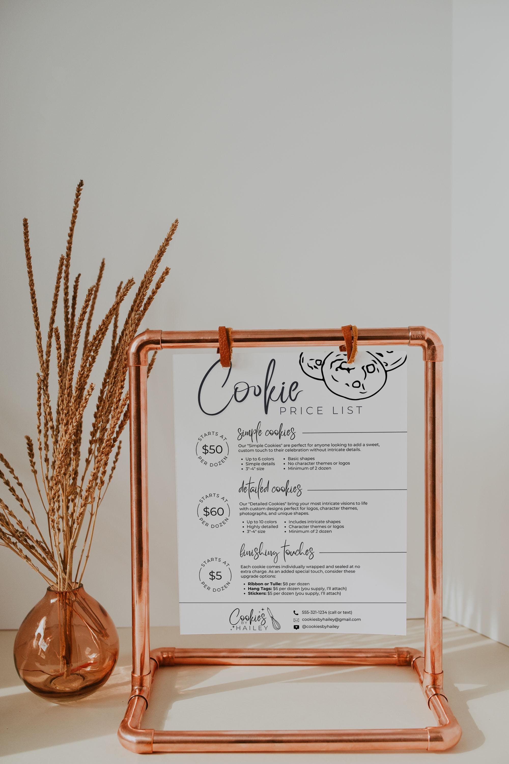 Cookie Menu, Modern Price List Menu Bakery Price List Template Cookie ...