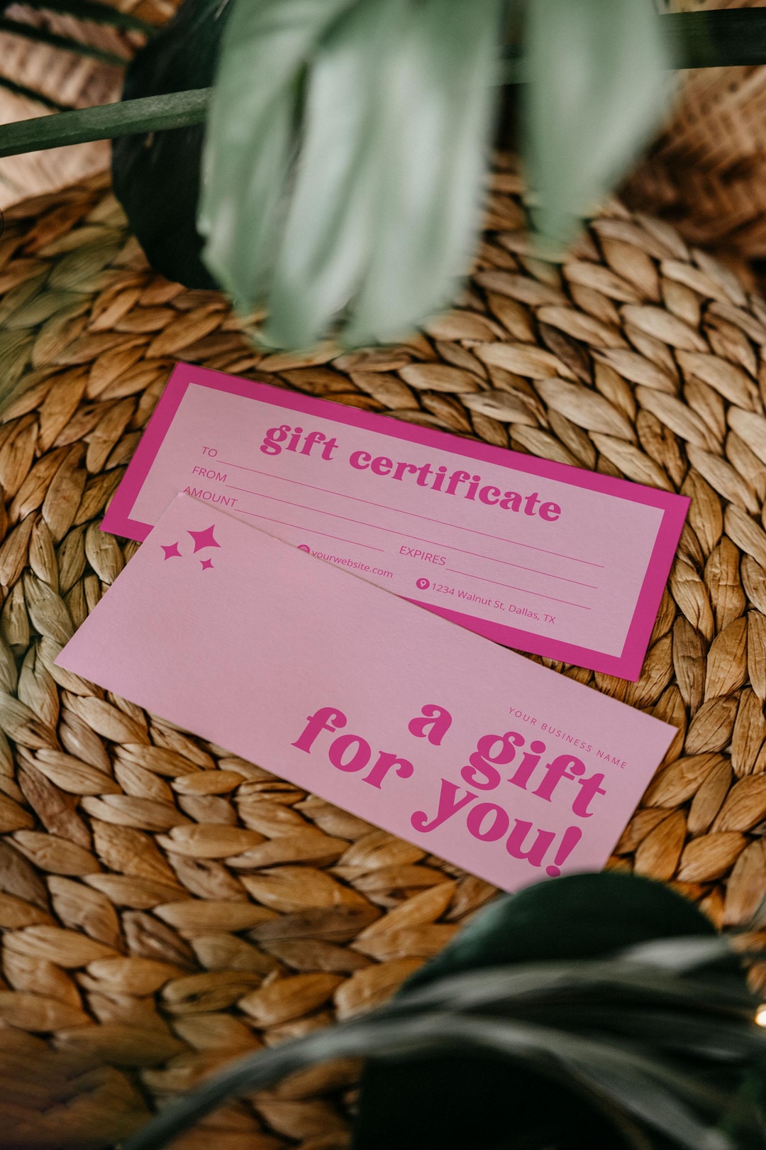 Retro Gift Certificate Template Small Business, Pink Gift Card Voucher ...