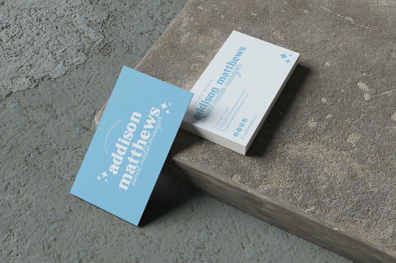 Retro Light Blue Business Card Template, Esthetician Business Card Sky ...