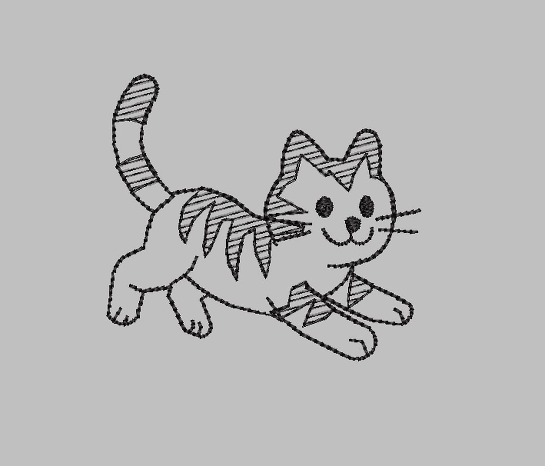Tabby Cat Zoomies Outline - Machine Embroidery File (4x4 Hoop) - Etsy