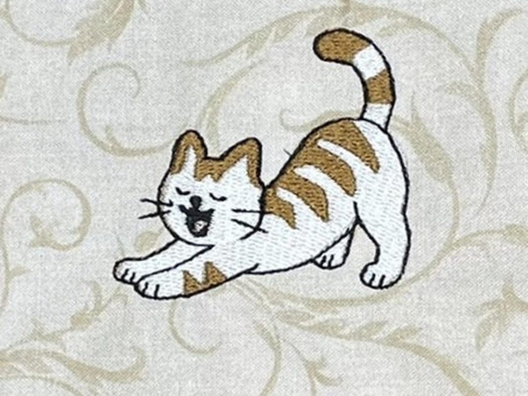 Tabby Cat Stretching Machine Embroidery File (4x4 Hoop) - Etsy