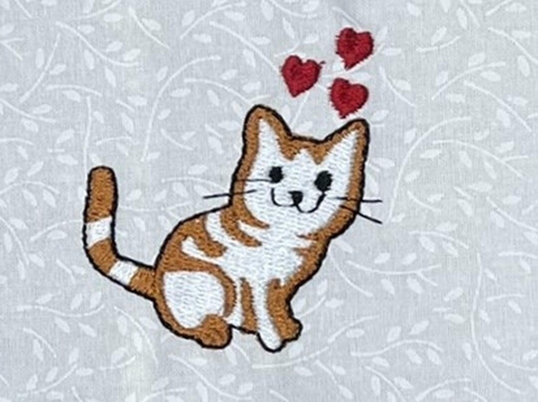 Tabby Cat Sitting Machine Embroidery File (4x4 Hoop) - Side View - Etsy