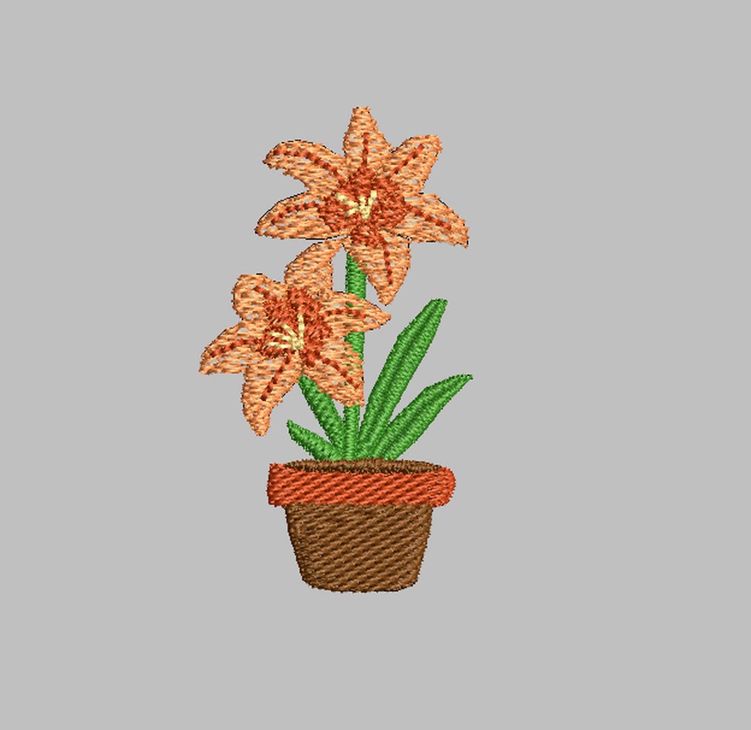 Potted Daylily Flower - Machine Embroidery Design – 4x4 Hoop - Etsy