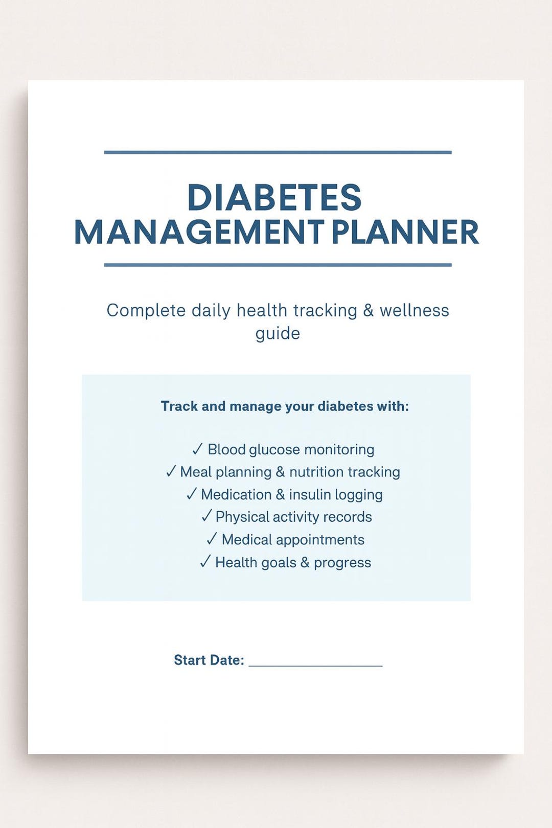 Diabetes Planner Printable, Blood Sugar Tracker, Undated Diabetes ...