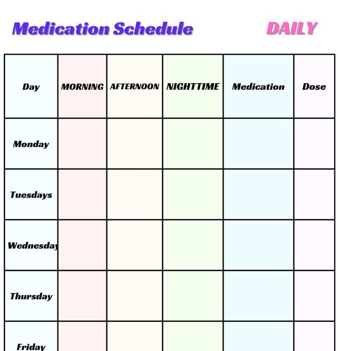 Daily Medication Log Medication Tracker Pill Reminder Medication Chart ...