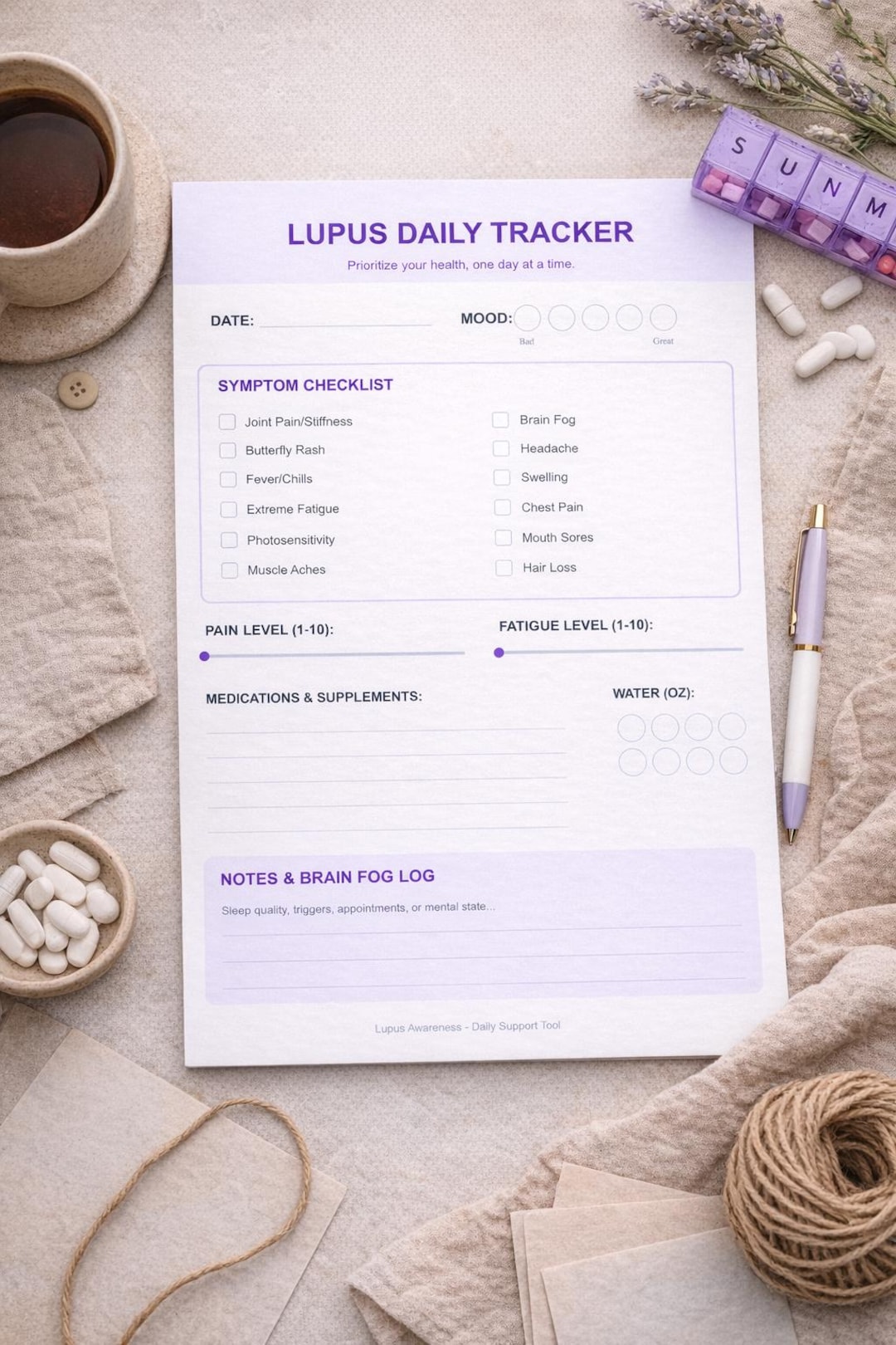Printable Lupus Patient Daily Tracker - Chronic Illness Symptom Log ...