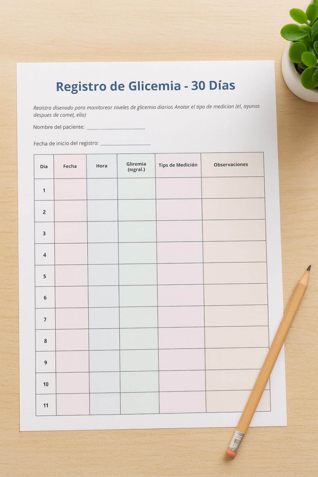 Glucose Control – 30-day Diabetes Log. Easy to Print, Printable PDF ...