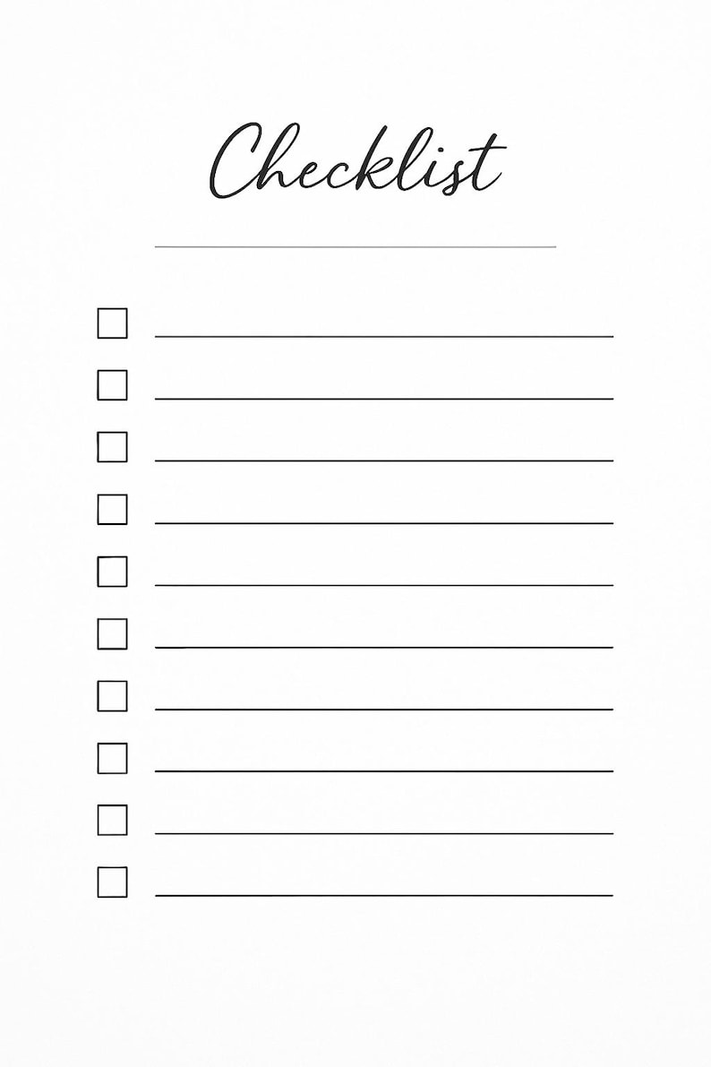 Minimalist Checklist Printable | Simple To-do List | Clean Modern ...