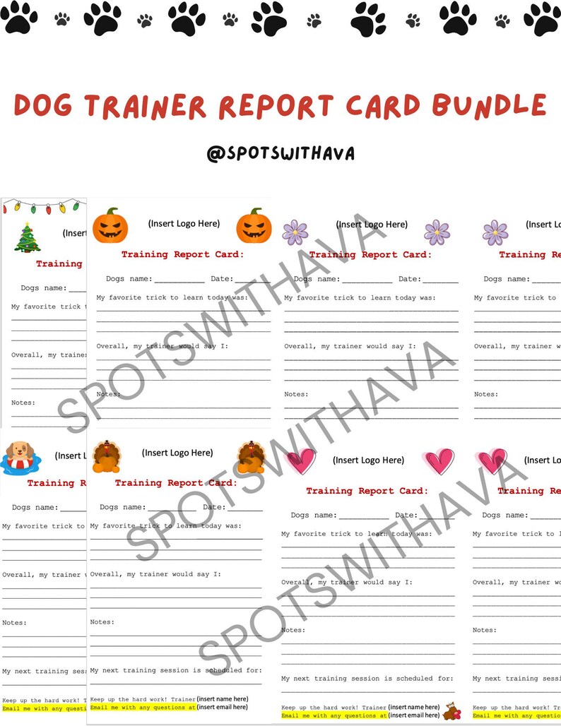 Dog Training Report Card Bundle - Etsy