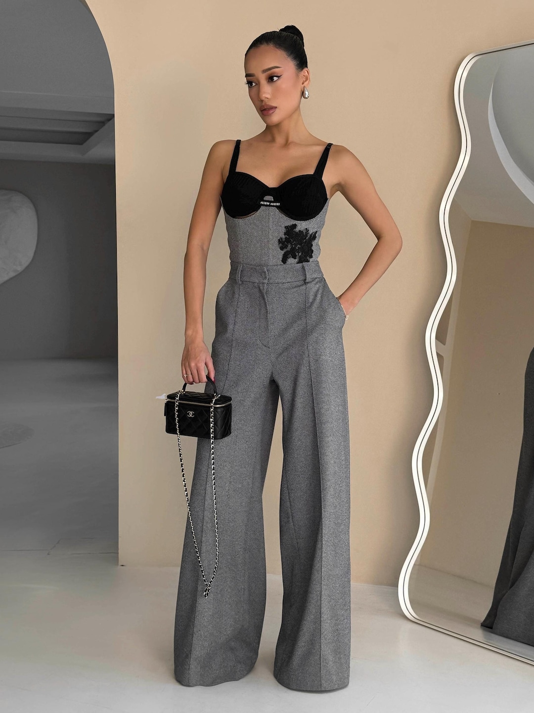 Set of Lace-up Corset and Trousers, Stylish Lace-up Corset, Set of ...