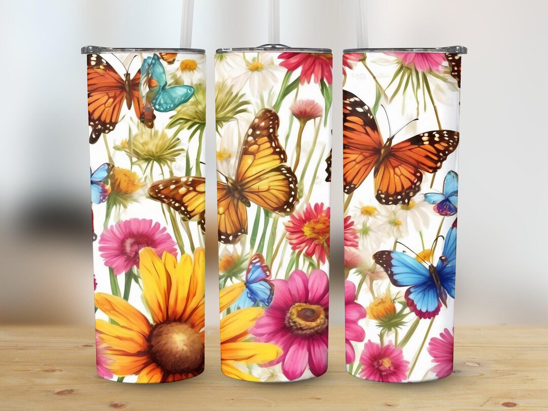 Colorful Butterfly Floral Digital Print, Nature Inspired High ...