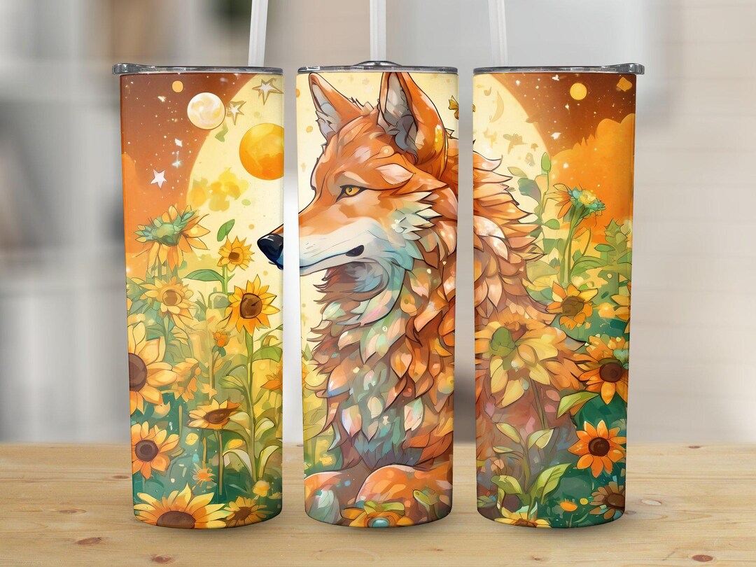Fox and Sunflower Digital Art Download, Autumn Woodland Wildlife ...