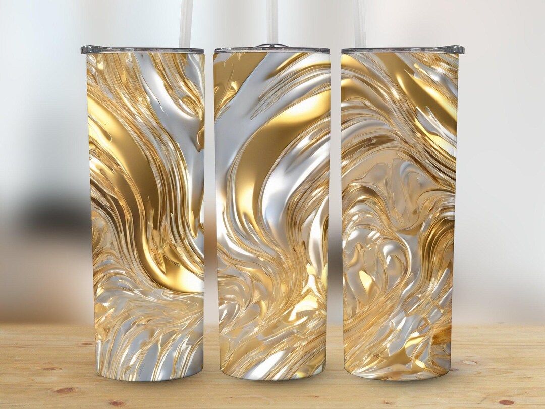 Abstract Gold Silver Swirl Digital Download, Metallic Fluid Art ...