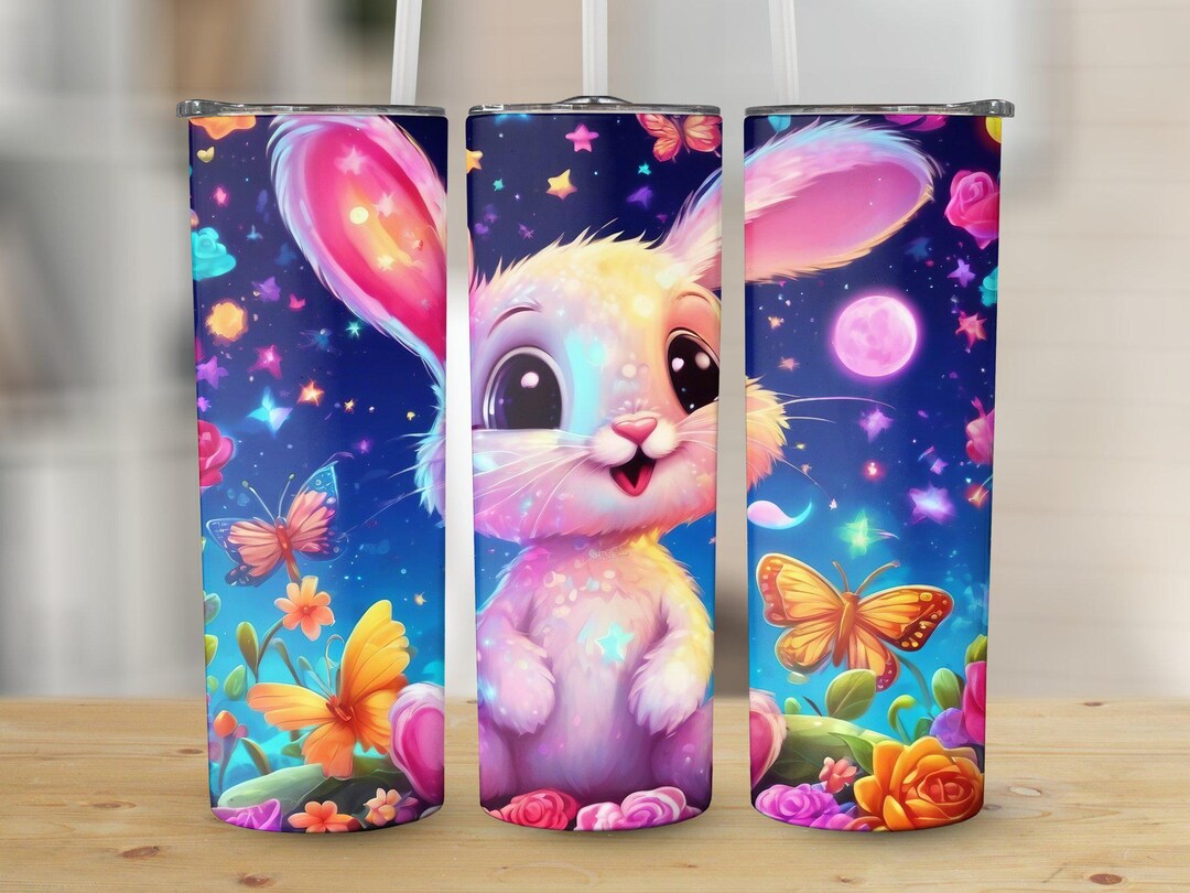 Cute Bunny Digital Art, Adorable Rabbit Illustration, Colorful Animal ...