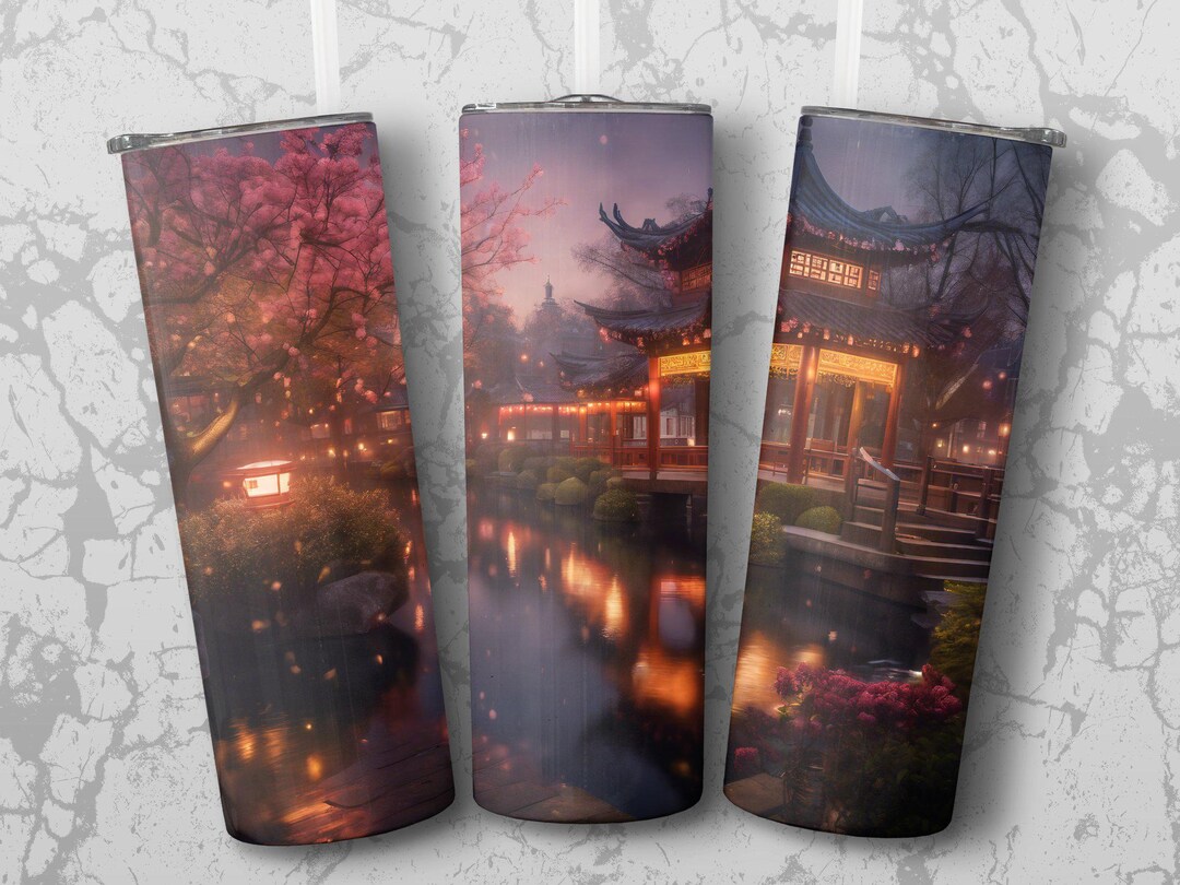 Japanese Temple Art Digital Download, Sunset in Japan Wall Art, Digital ...