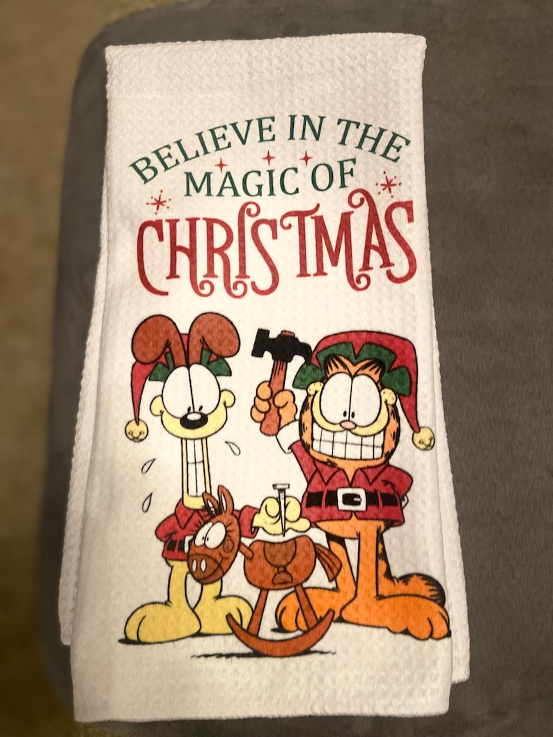 The Garfield Christmas Kitchen Towels - Etsy