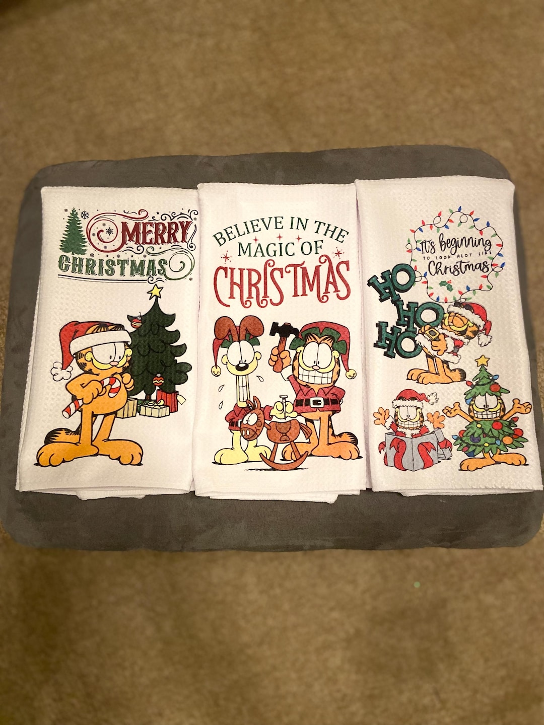 The Garfield Christmas Kitchen Towels - Etsy