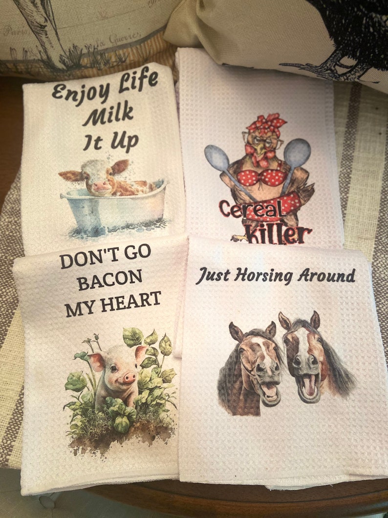 Funny Farmhouse Kitchen Towels - Etsy