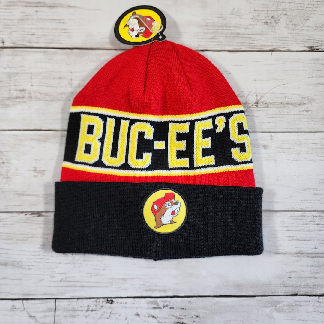 Buc-ees Red Yellow Black Beanie Hat Adult Size - Etsy