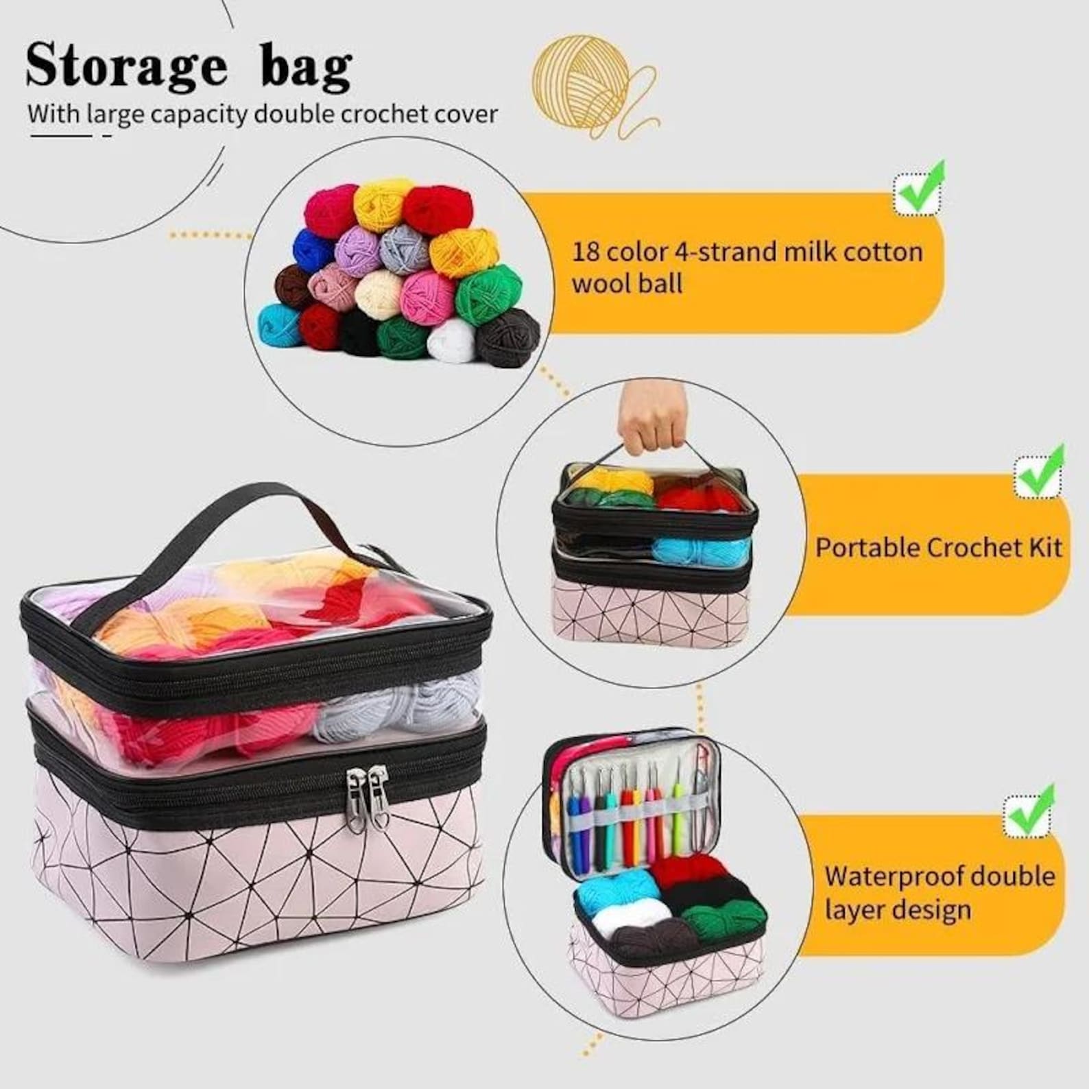 105pcs Crochet Kit Beginner Crocheting Kit With Yarn Set Includes ...