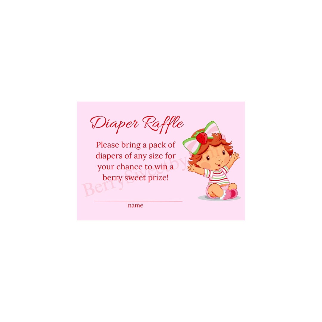 Pink Strawberry Shortcake Berry Sweet Baby Shower Diaper Raffle Cards ...