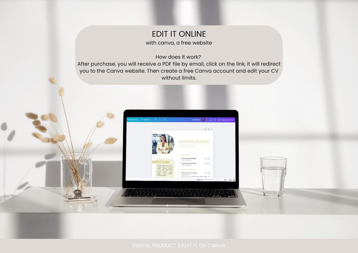 Resume Template With Photo, Professional Resume Template for Canva ...
