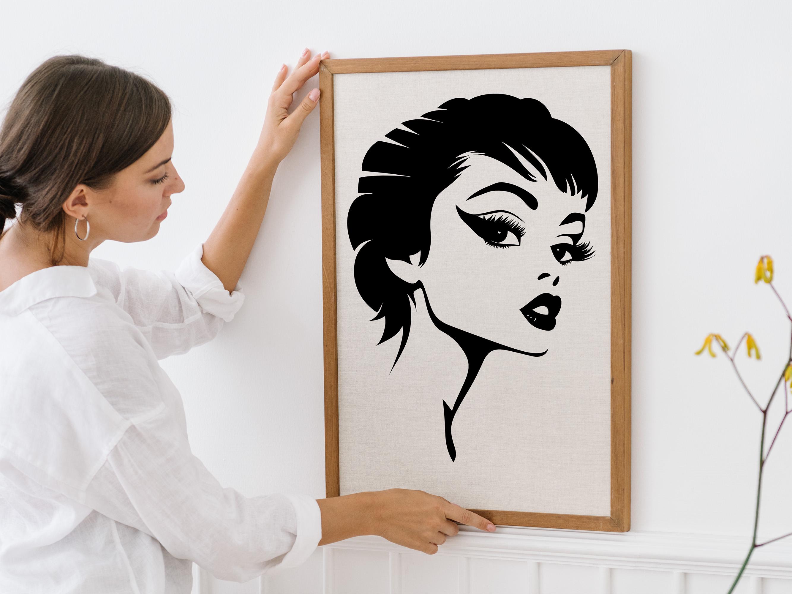 Downloadable Prints Black and White, 5 Chic Minimalist Lady Printable ...