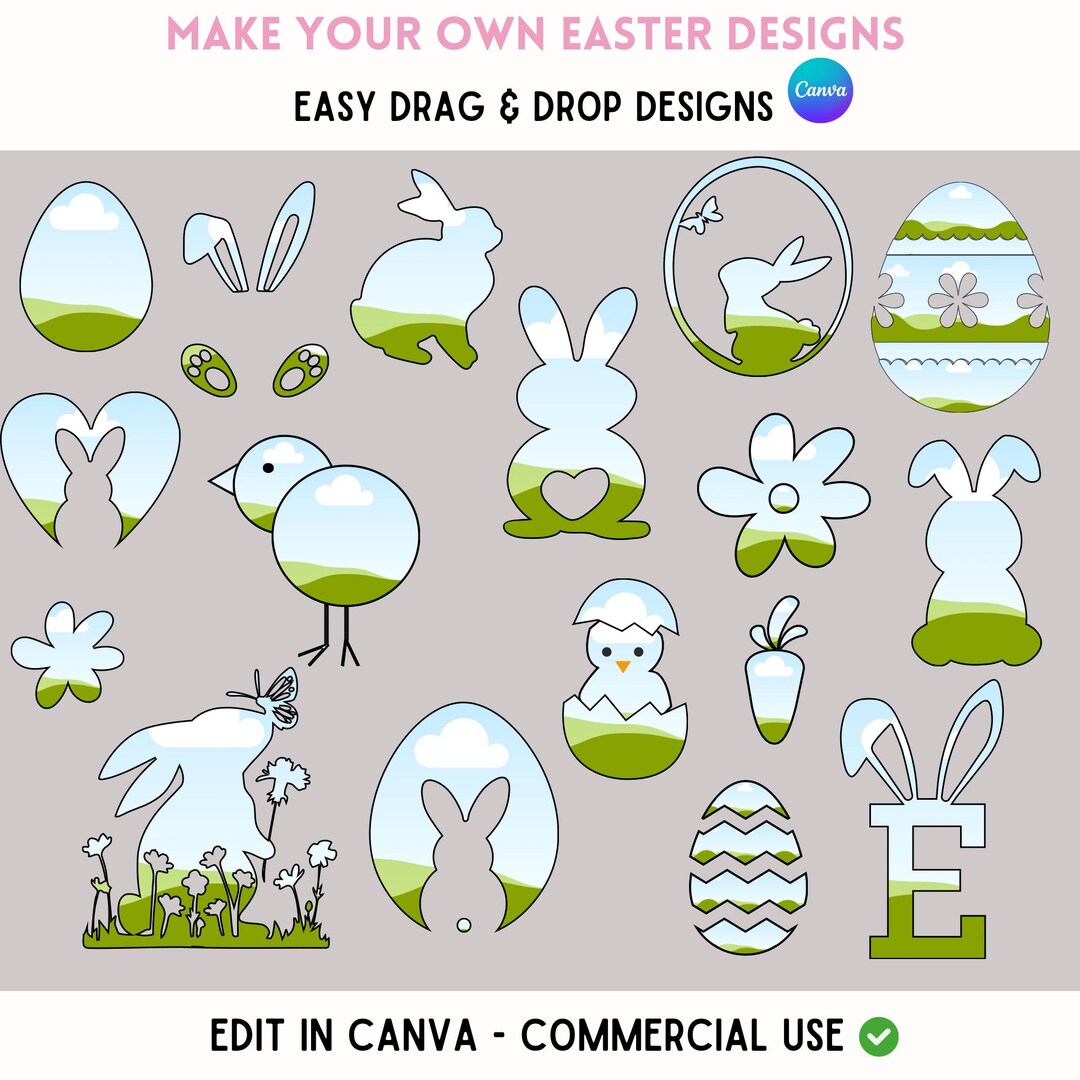 Easter Canva Frames Bundle, Fill Your Own Canva Frames, Easy Drag ...