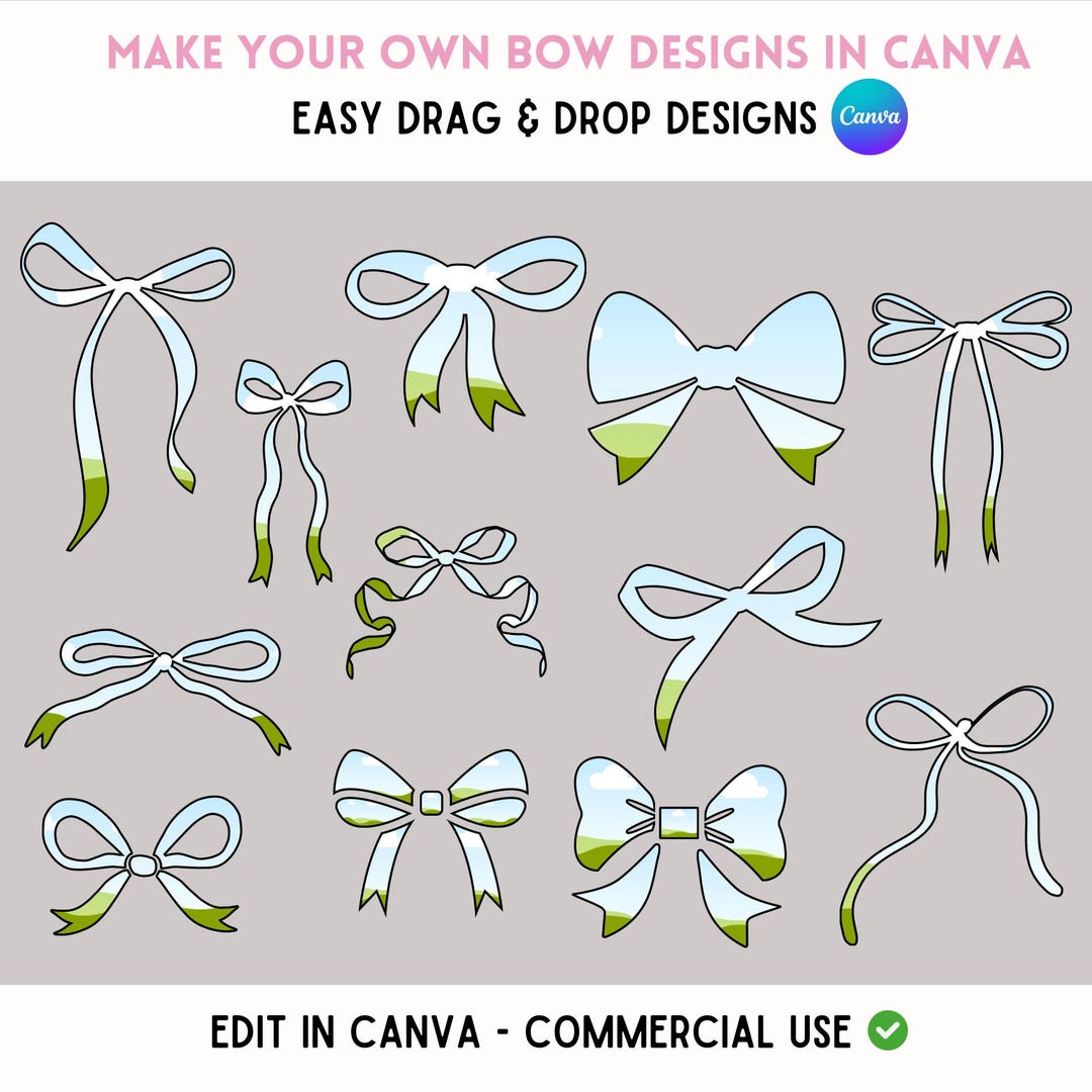 Bows Editable Canva Frames Bundle, Fill Your Own Canva Frames, Easy ...
