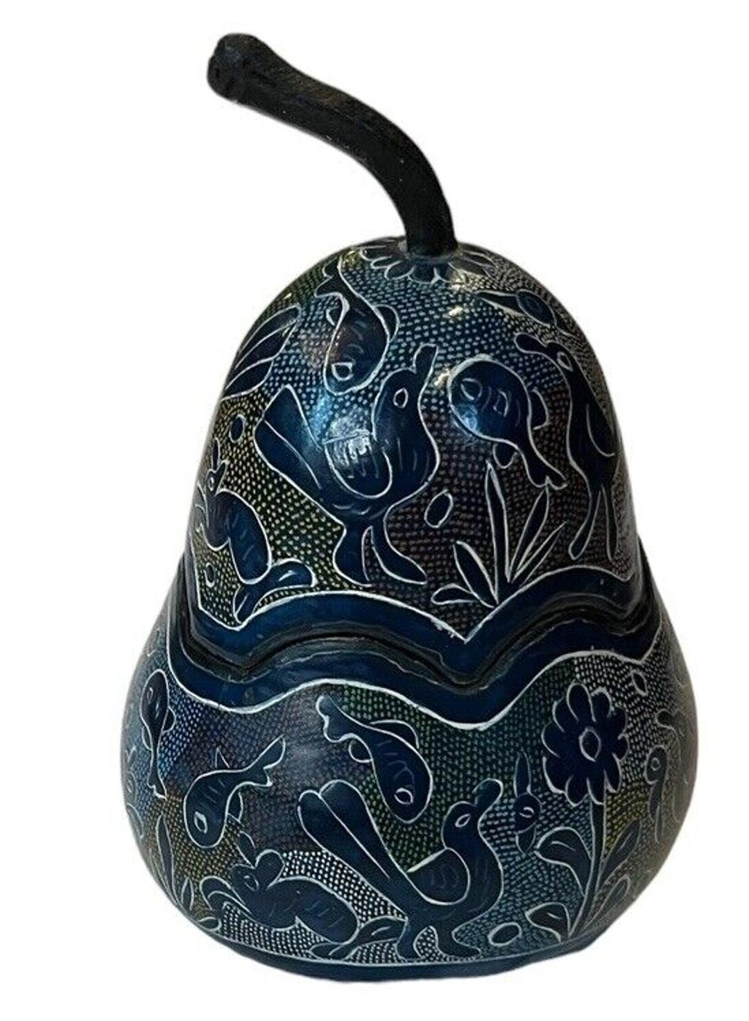 Vintage Nahua Aztec Indians Olinala Hand Carved Gourd Bird Fish Folk ...