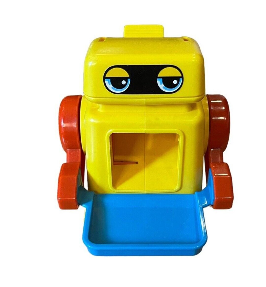 Vintage Tomy Chomper Charlie Toy Robot Works Eats From Tray Yellow ...