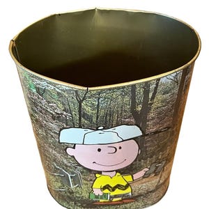 Vintage 1978 Wastebasket Trash Can Snoopy Charlie Brown PEANUTS CHEINCO ...
