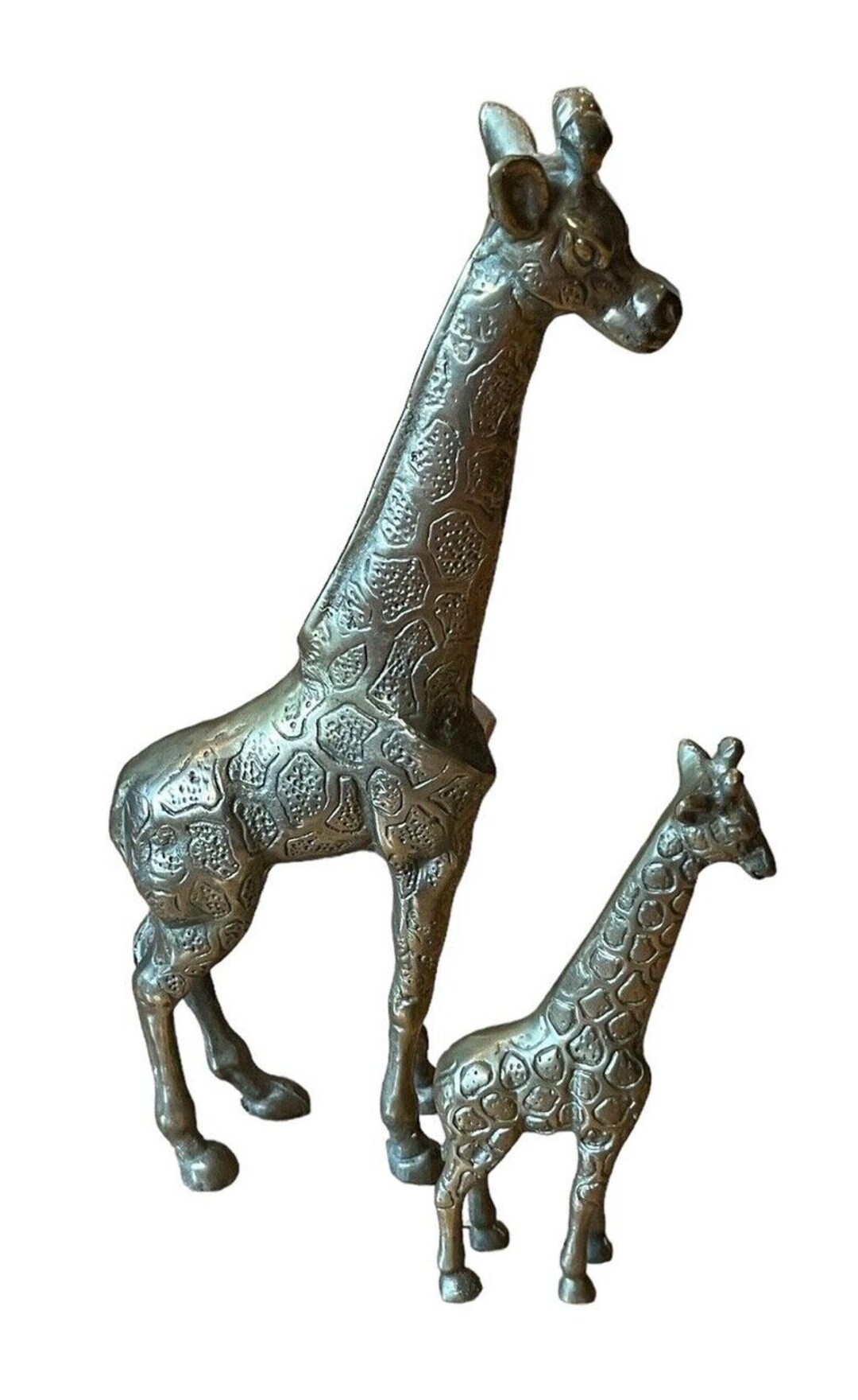 Pair of Tall Giraffes Solid Brass Metal Animal Figurine Statue MCM ...