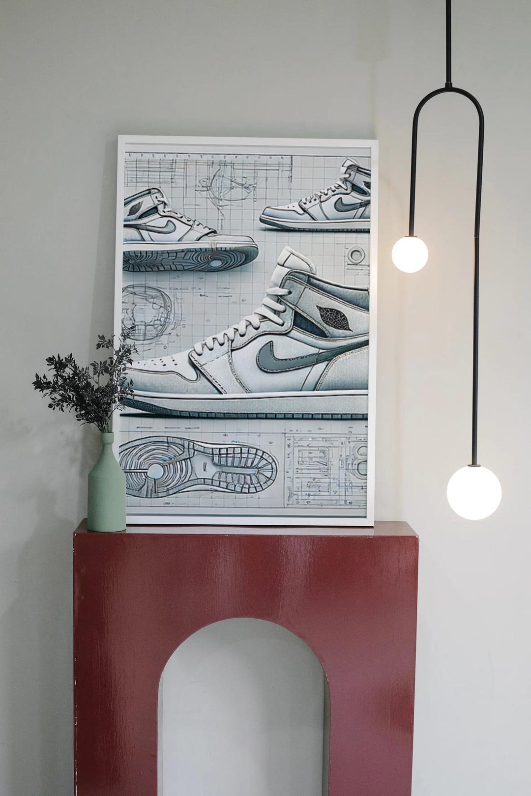 3D Blueprint Poster of Nike Air Jordan 1 Sneakers – Technical Design ...