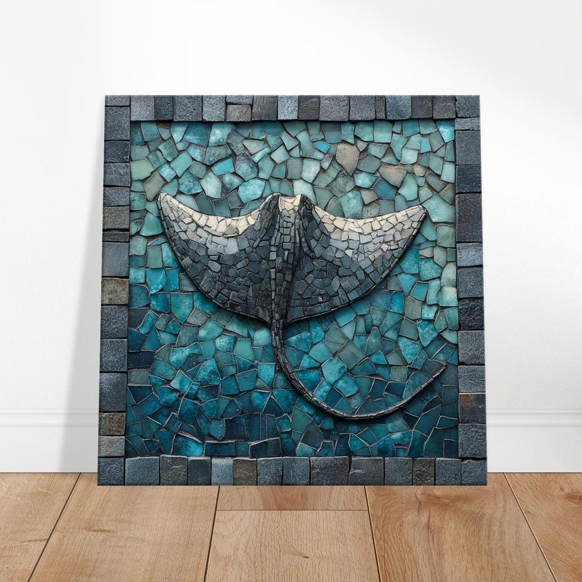 Oceanic Stingray, Mosaic Artwork Canvas of a Stingray, Mosaic Tile Art ...