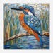 Vibrant Kingfisher Perch, Mosaic Artwork Canvas of a Colorful Bird ...
