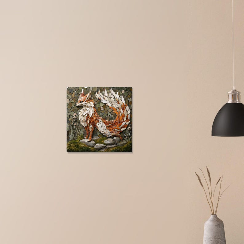 Fiery Fox, Mosaic Artwork Canvas of a Red Fox, Mosaic Tile Art Print - Etsy