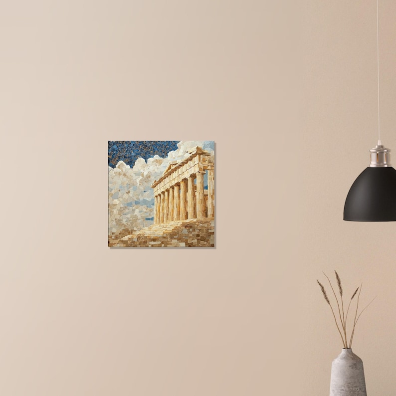 Parthenon Mosaic, Mosaic Artwork Canvas of Ancient Temple, Mosaic Tile ...