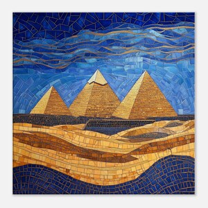 Giza Pyramids Mosaic, Mosaic Artwork Canvas of Egyptian Pyramids ...