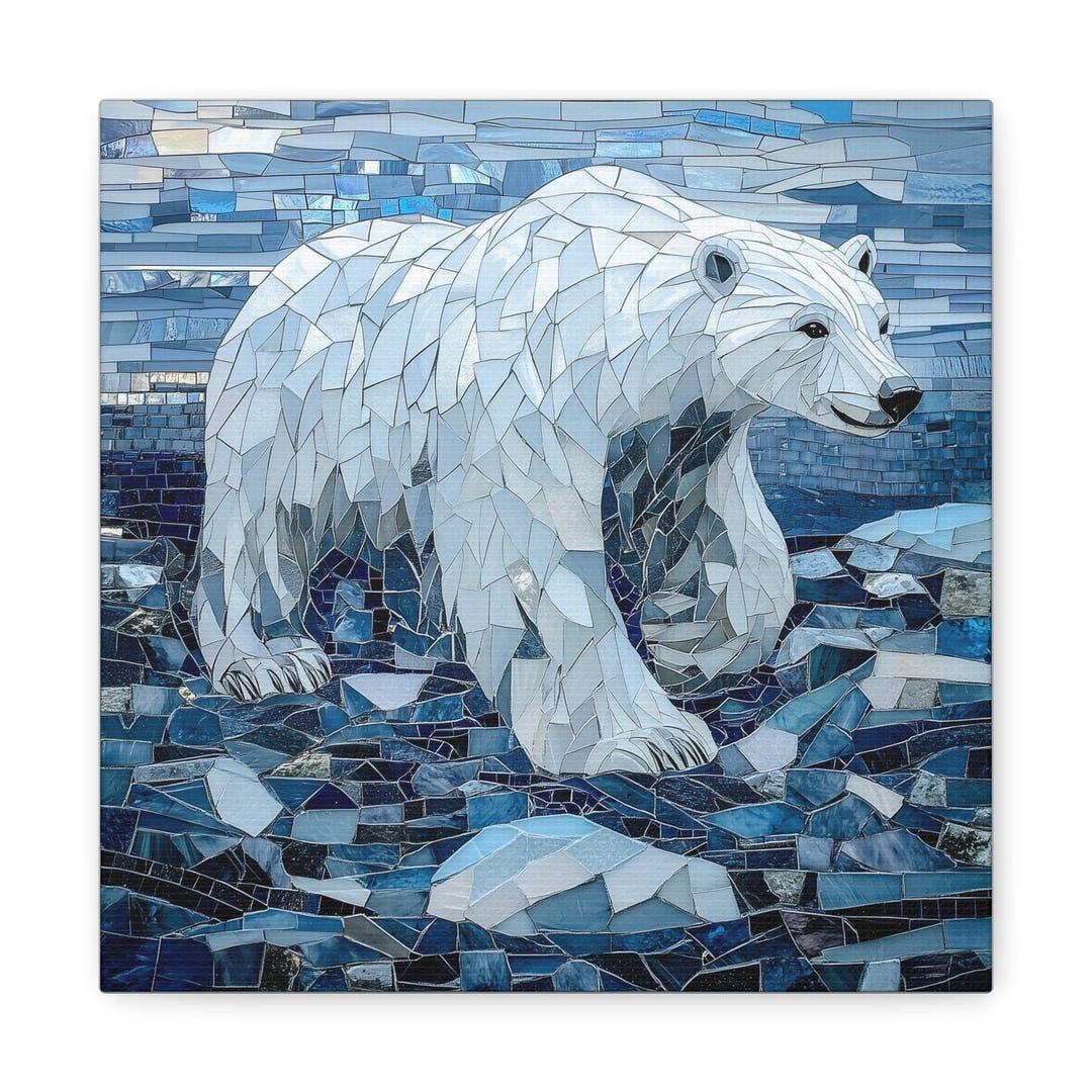 Arctic Majesty - Mosaic Artwork Canvas of a Polar Bear - Mosaic Tile ...