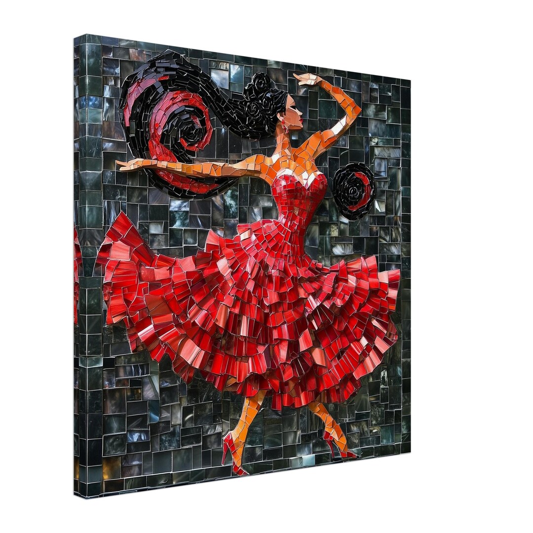 Flamenco Dancer Mosaic, Mosaic Artwork Canvas of a Woman Dancing ...