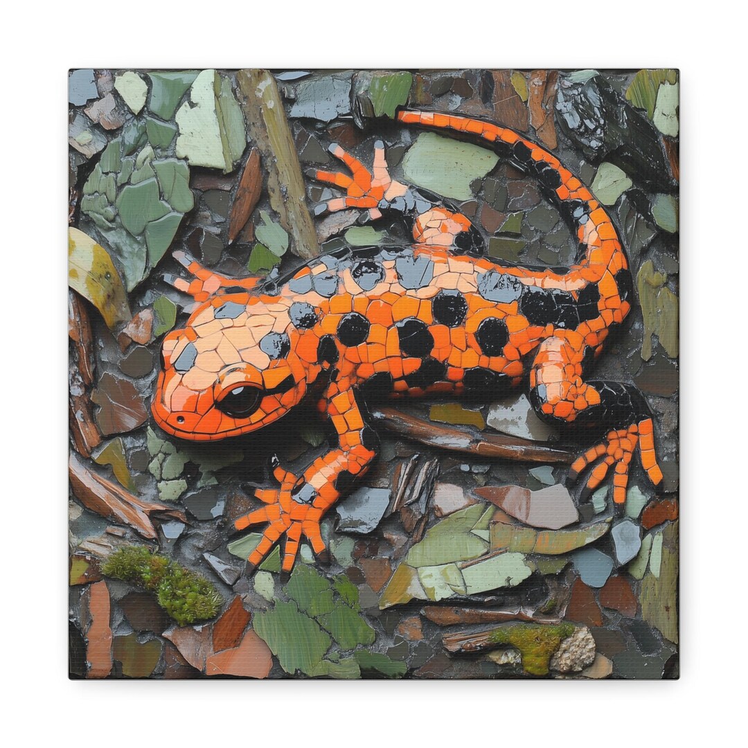 Spotted Salamander Mosaic Artwork Canvas of a Vibrant Salamander Mosaic ...