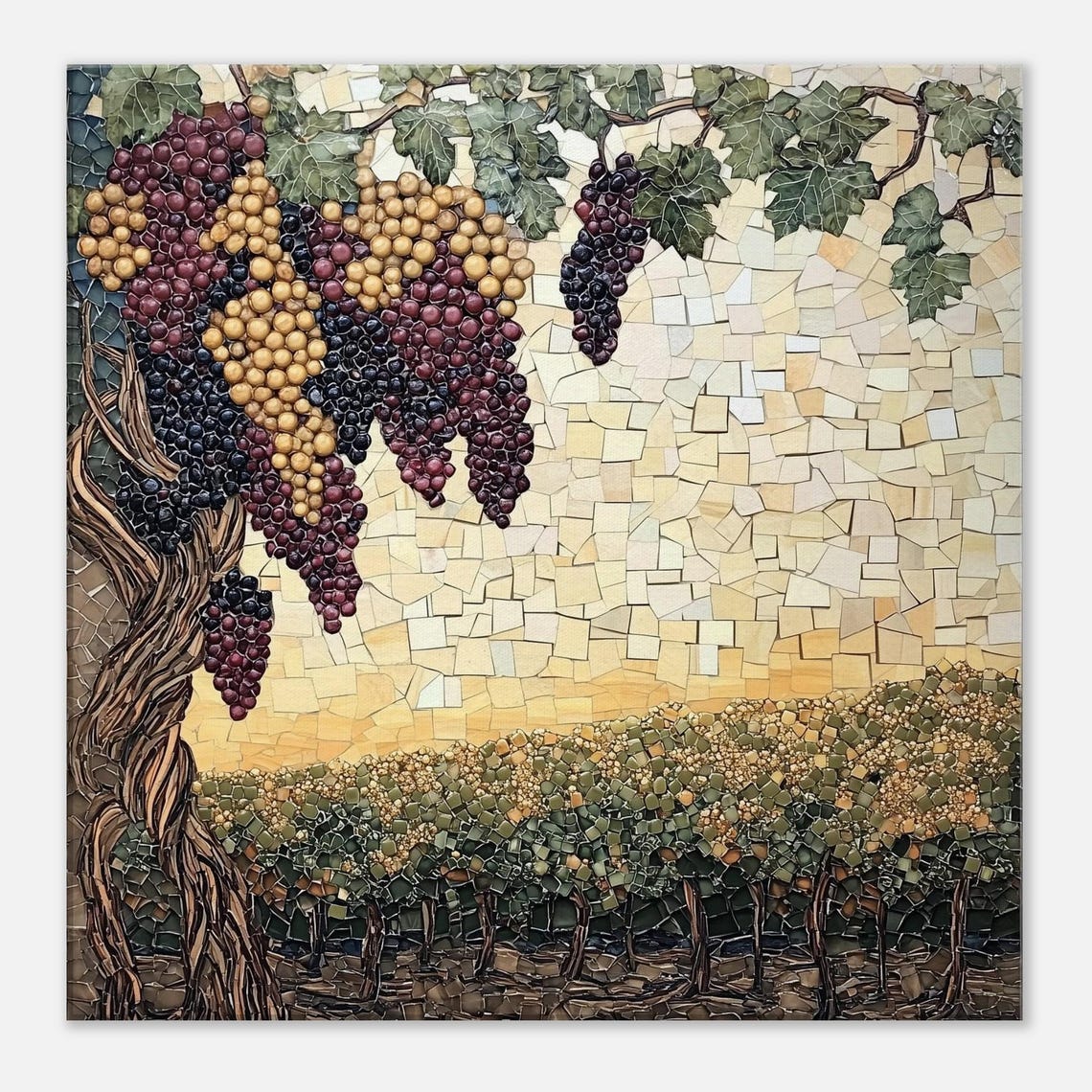 Abundant Grape Harvest, Mosaic Artwork Canvas of Vineyard Grapes ...