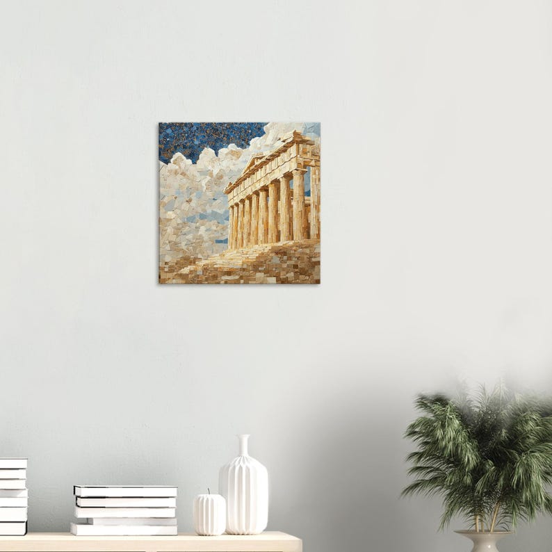 Parthenon Mosaic, Mosaic Artwork Canvas of Ancient Temple, Mosaic Tile ...