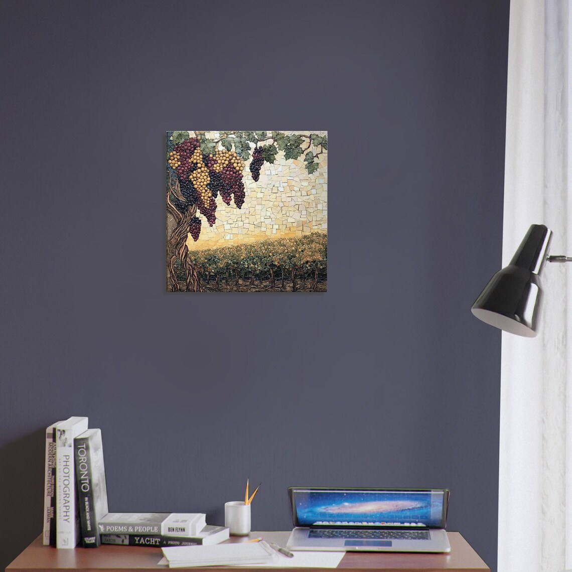 Abundant Grape Harvest, Mosaic Artwork Canvas of Vineyard Grapes ...